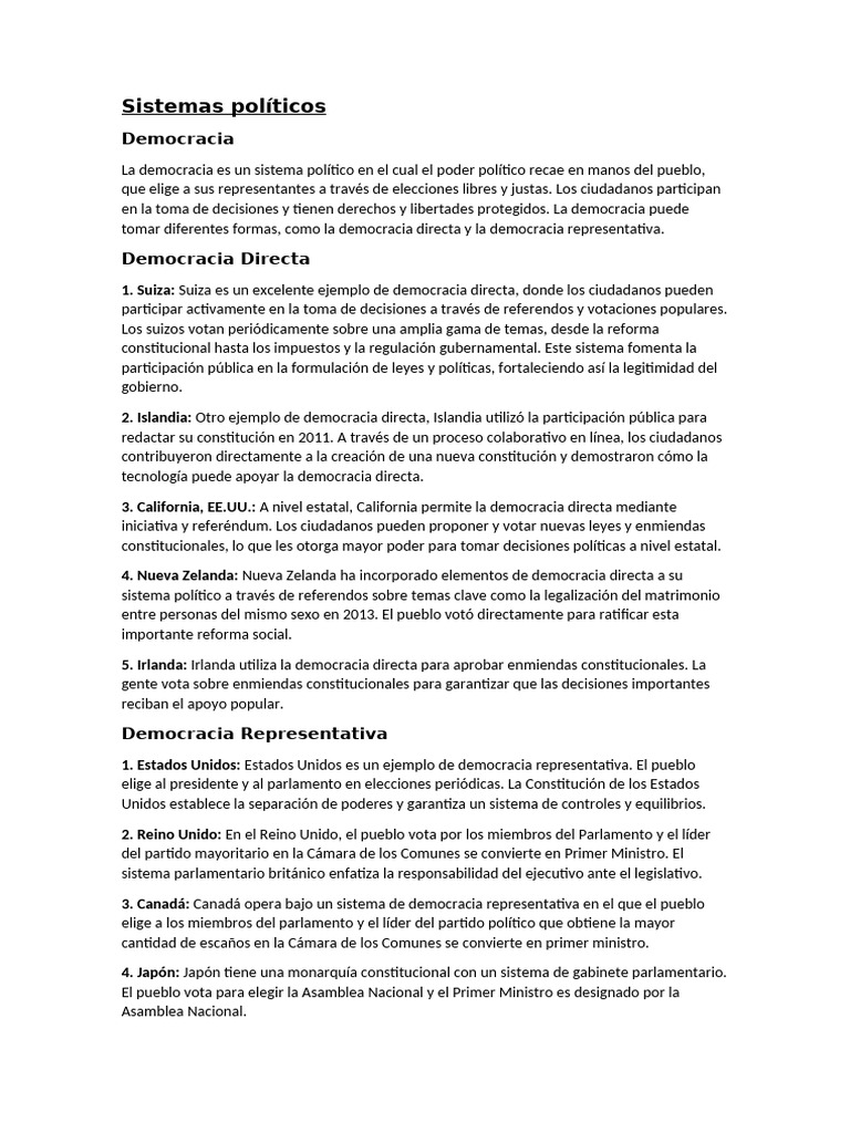 Sistemas Políticos | PDF