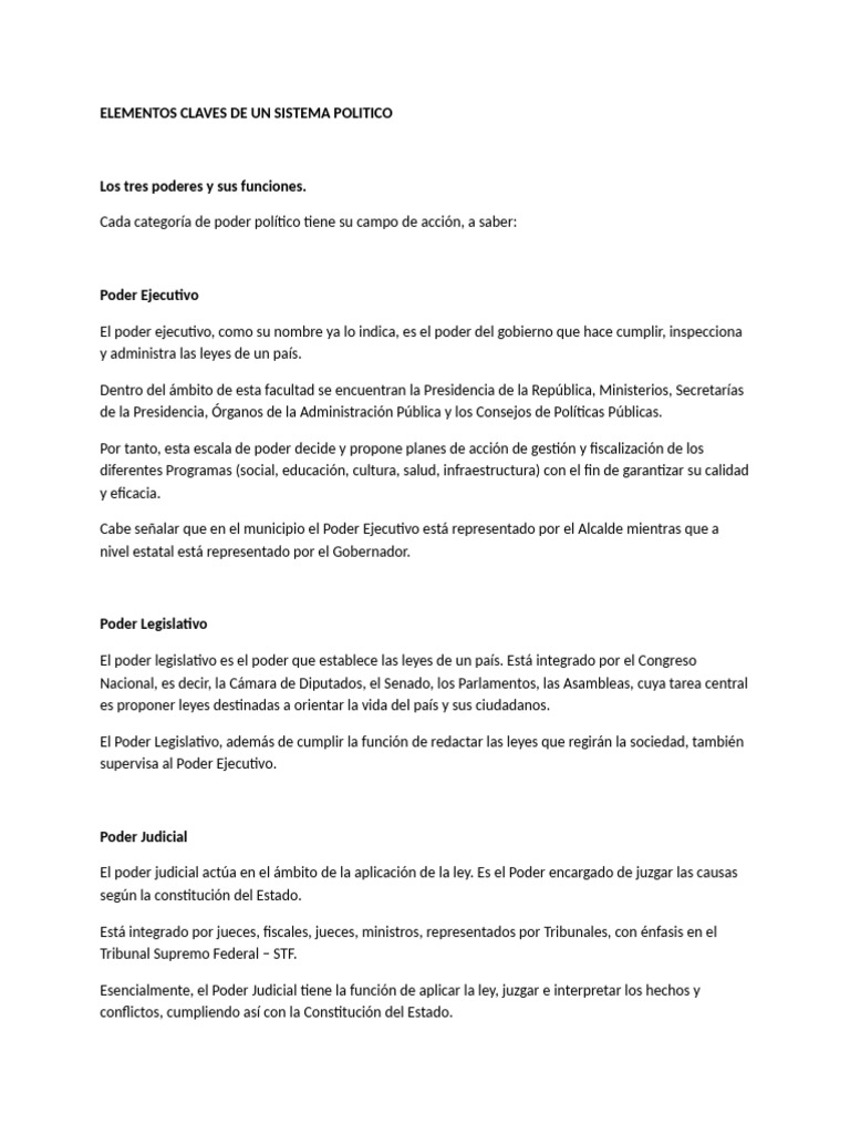 4.elementos Clave de Un Sistema Politico | PDF