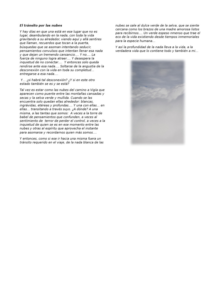 El Tránsito Por Las Nubes | PDF | Poesía