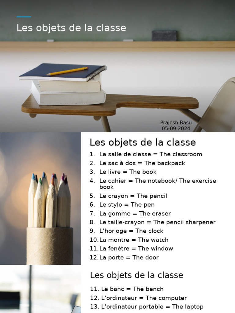 Les Objets de La Classe | PDF