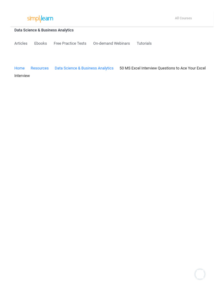 50 MS Excel Interview Questions To Ace Your Excel Interview | PDF | Microsoft Excel | Computing