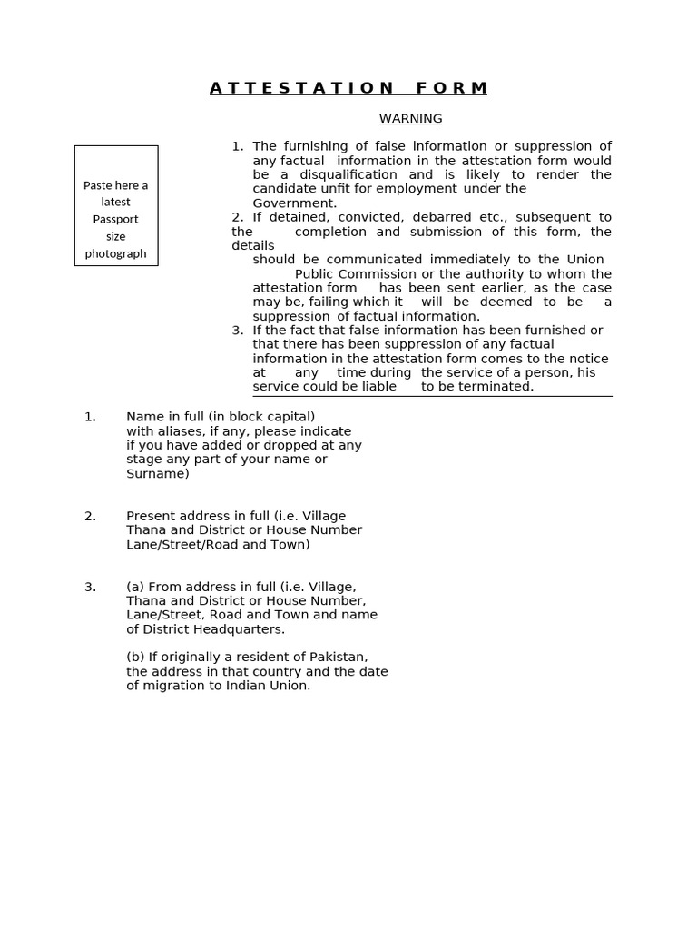 Attestation Forms Along With Other Required For New Joinee | PDF