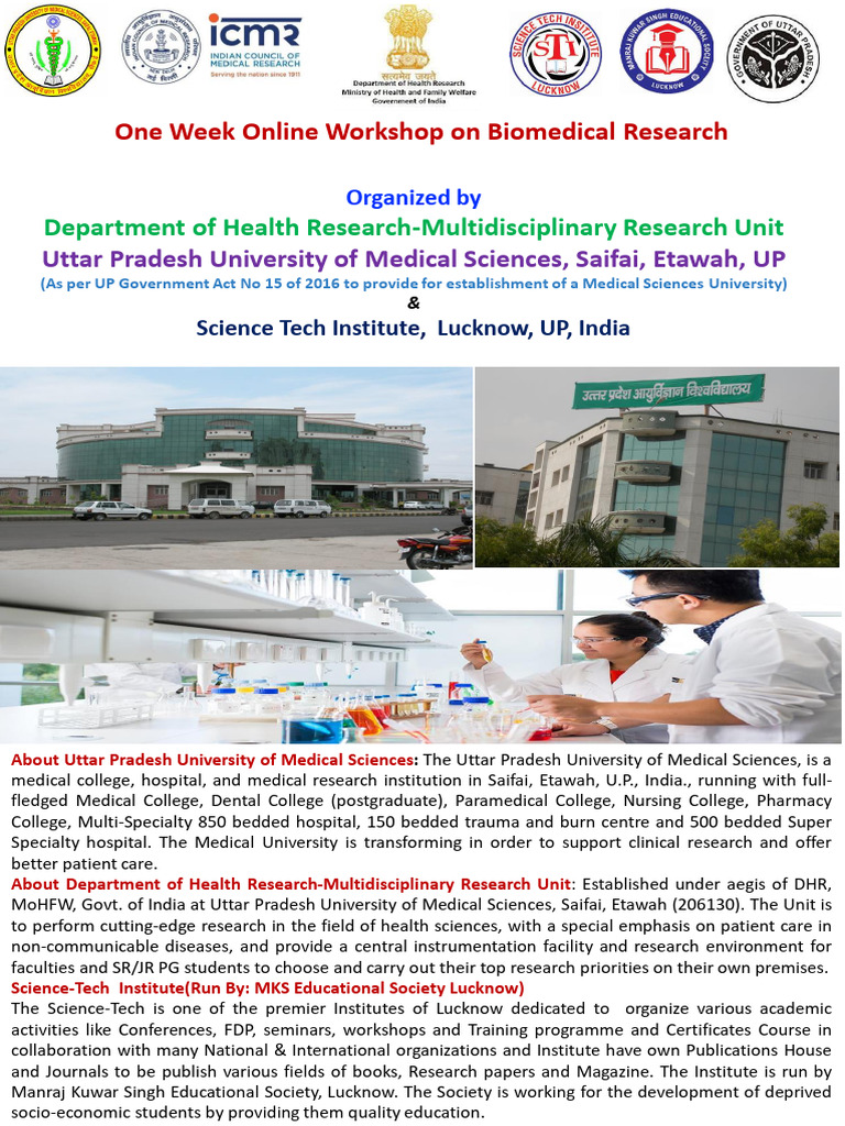 Biomedical - Brochure - One Week Online Workshop On Biomedical Research ...