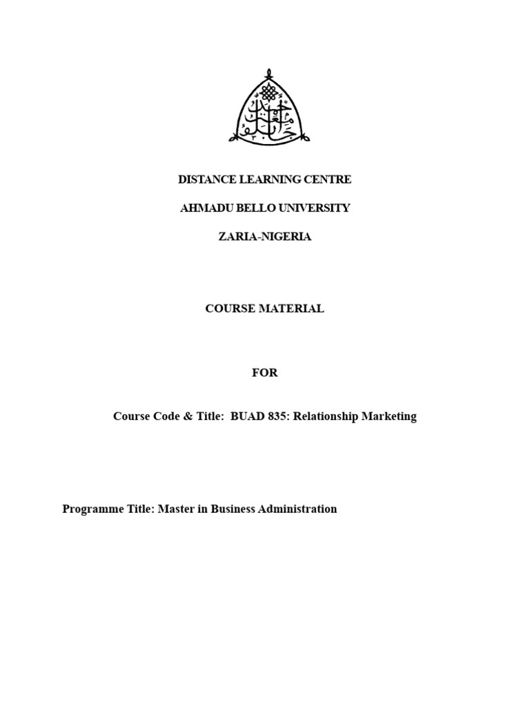 BUAD 835 Note-Relationship Marketing | PDF