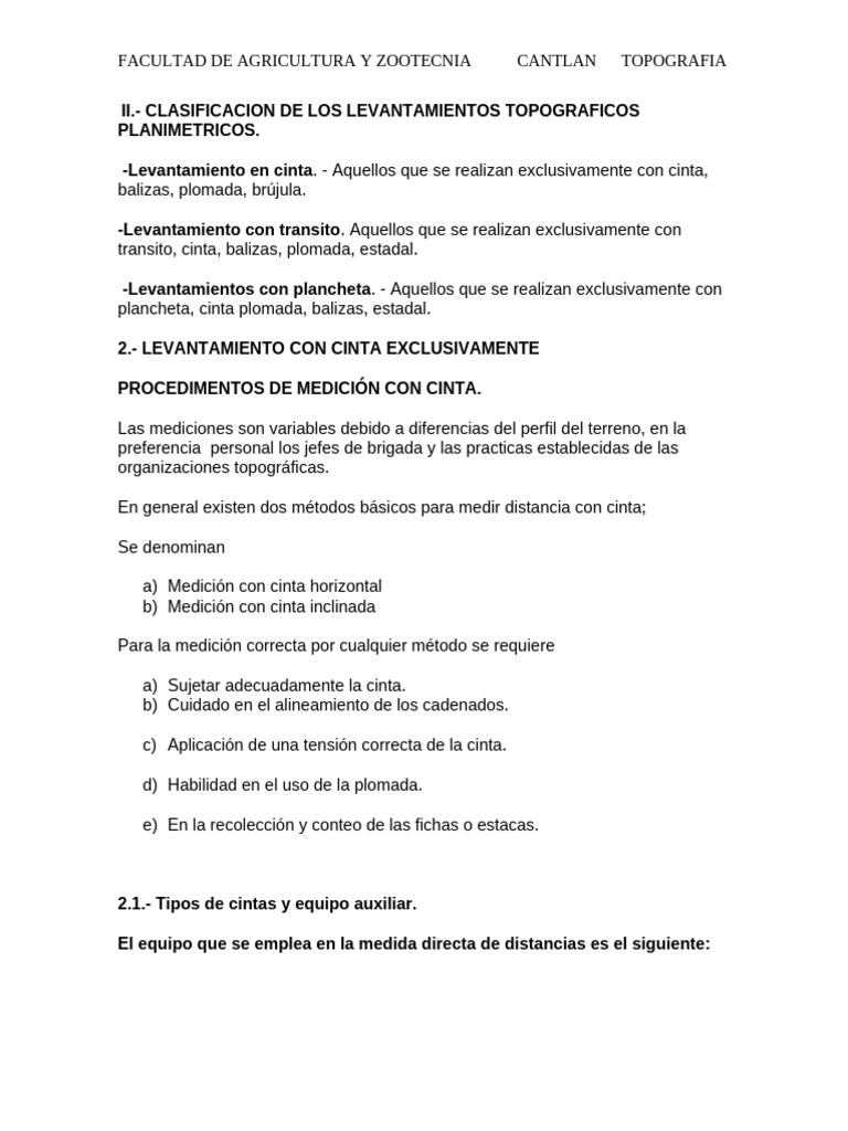 Tipos de Levantamientos Topográficos con Cinta | PDF | Triángulo | Métodos y materiales de enseñanza
