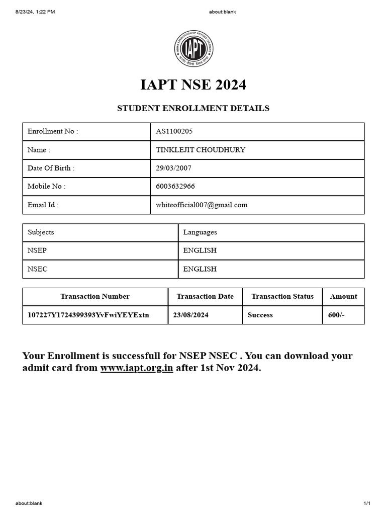 Nse Admit Ravi Kumar | PDF