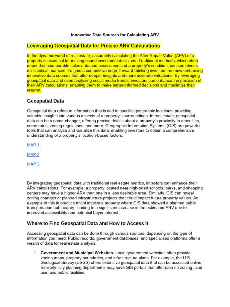 Innovative Data Sources For Calculating ARV | PDF