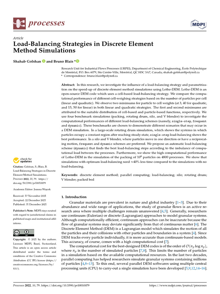 20 - 3 - Load-Balancing Strategies in Discrete Element Method Simulations | PDF