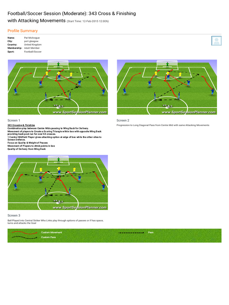 Football - Soccer - 343 Cross & Finishing With Attacking Movements | PDF