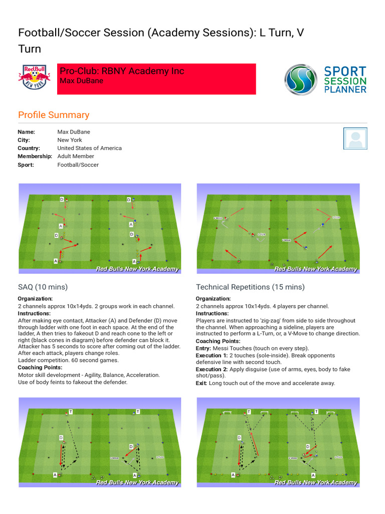 Football - Soccer - L Turn, V Turn (Technical - Coerver - Individual S ...