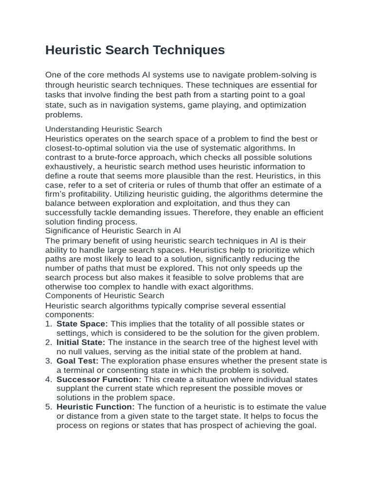 Heuristic Search Techniques | PDF | Career & Growth | Computers