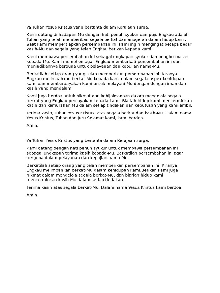 Doa Persembahan | PDF