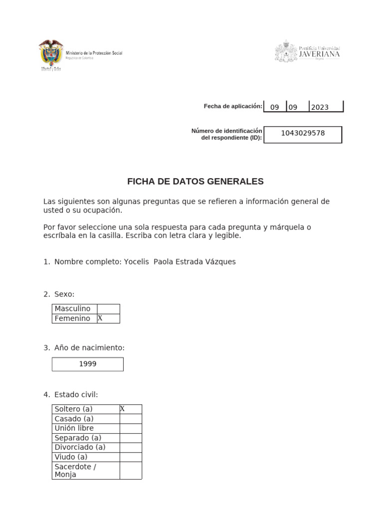 Ficha de Datos Generales | PDF