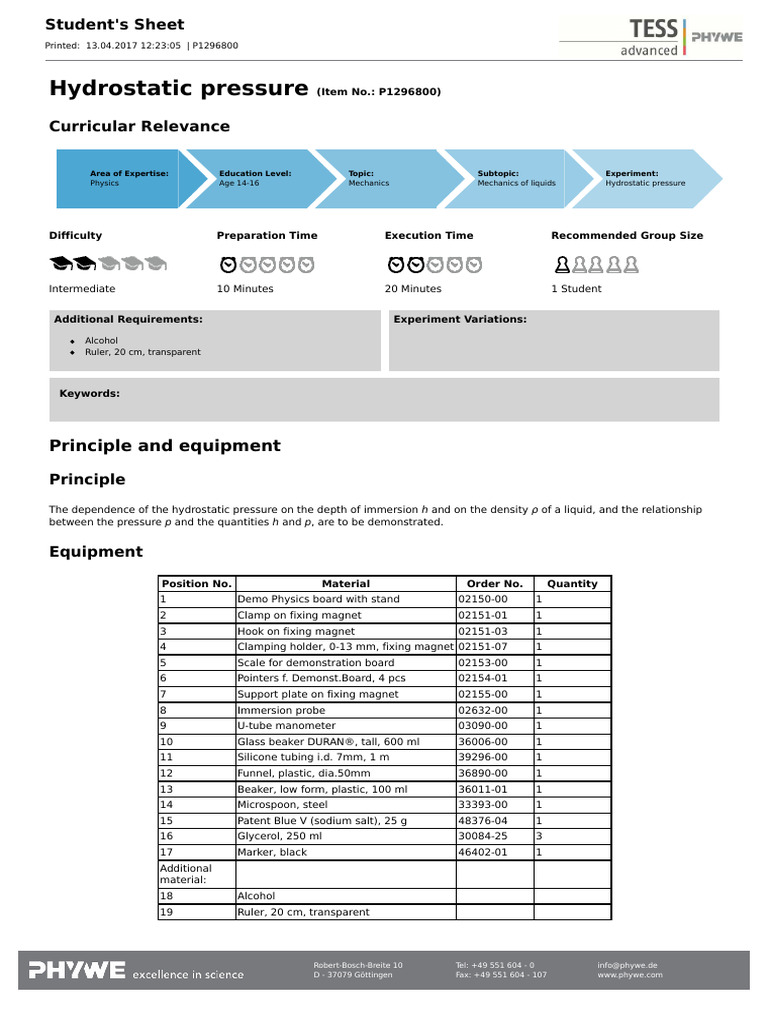 P1296800e (Hydrostatic Pressure) | PDF