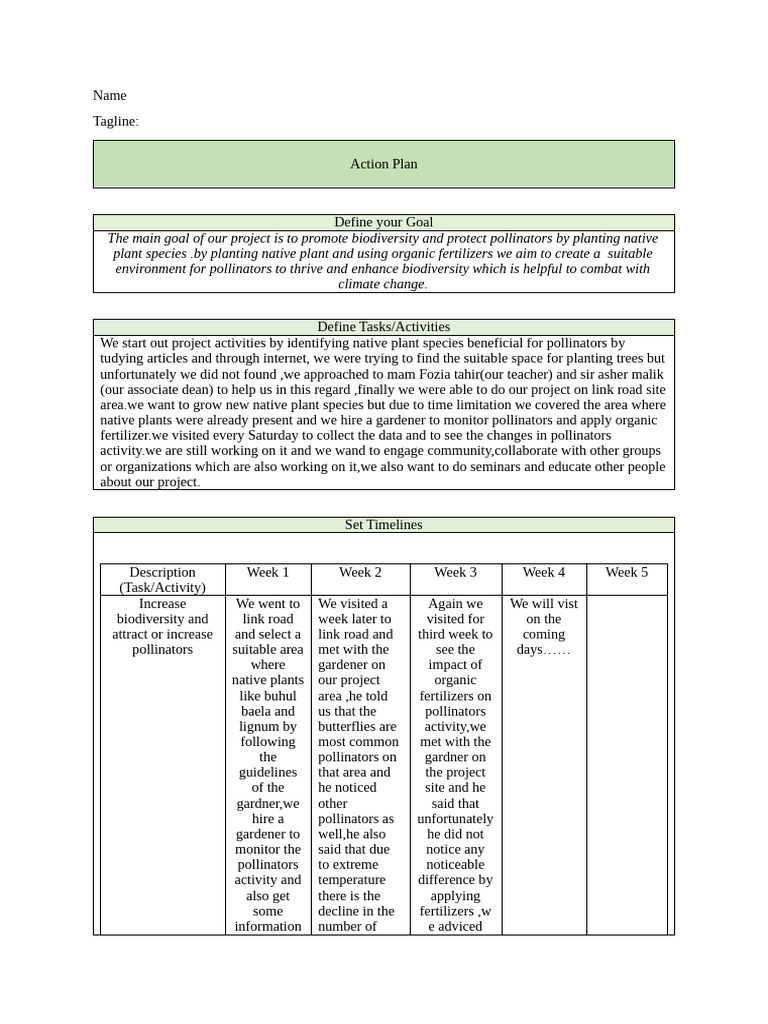 Action Plan Draft | PDF | Pollinators | Natural Environment
