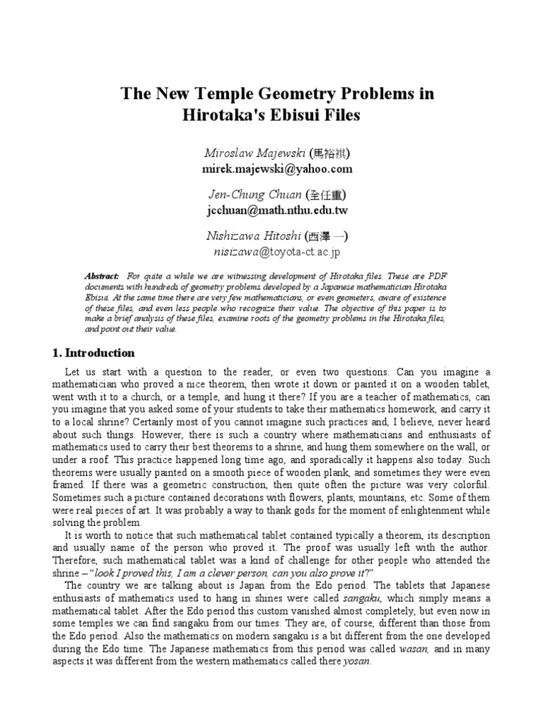 The New Temple Geometry Problems in Hirotaka's Ebisui Files:) ) Jcchuan ...