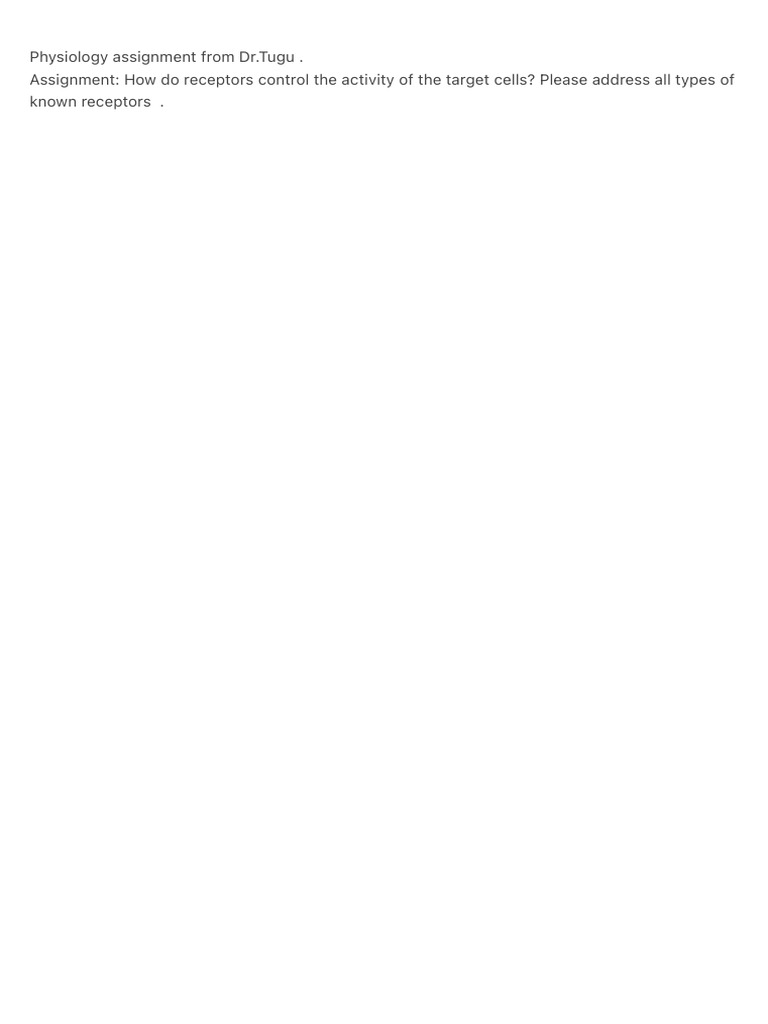 Physiology Assignment From DR - Tugu . | PDF