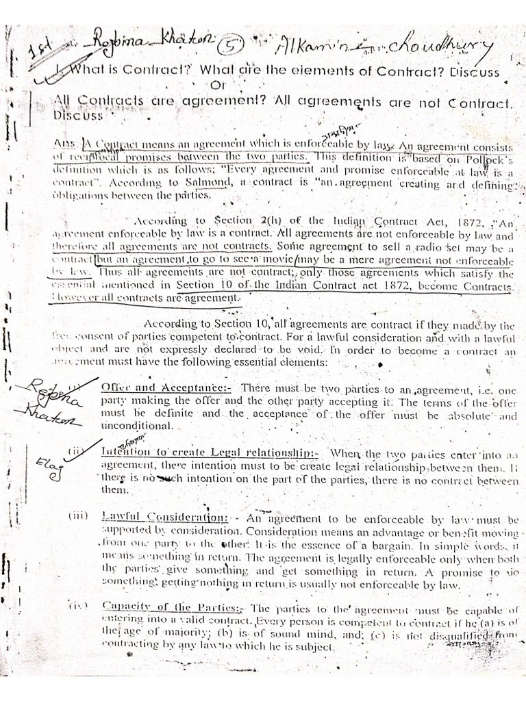 Contract (1st Semester) | PDF