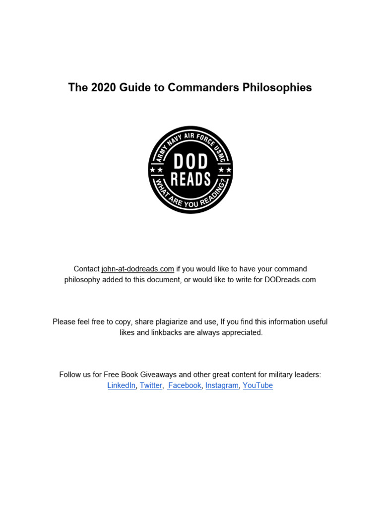 2020 DODReads Guide To Commanders Philosophies 24 Examples1 | PDF 2020 DODReads Guide To Commanders Philosophies 24 Examples1 | PDF