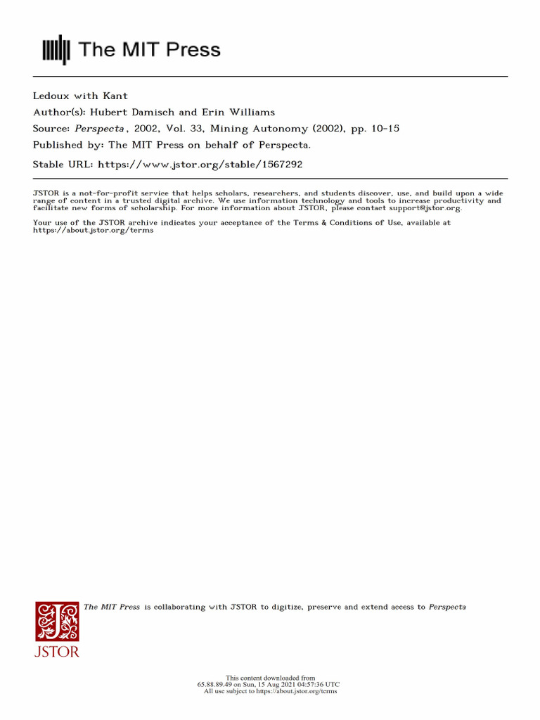 Hubert Damisch-essay-Ledoux With Kant | PDF