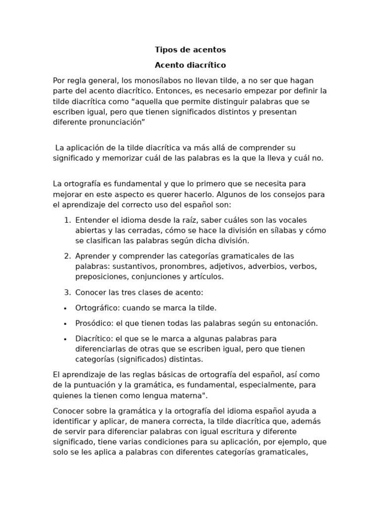 Acento Diacrítico | PDF