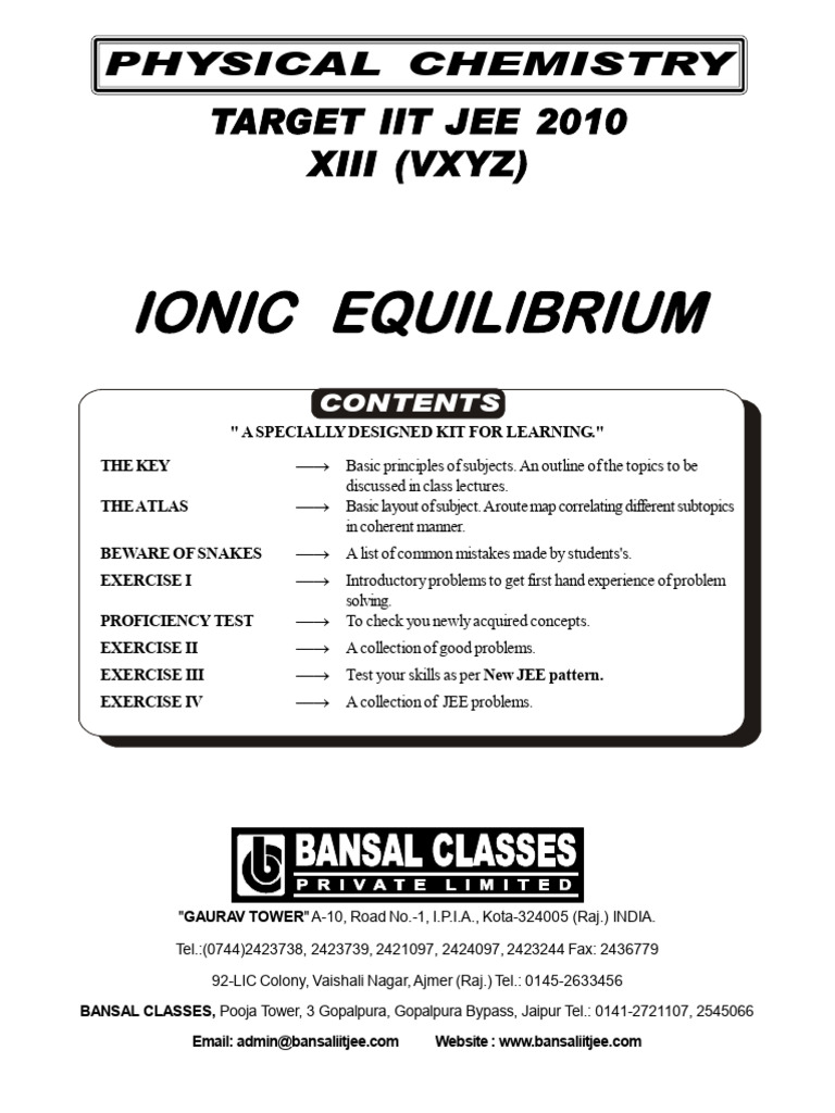 Ionic Equilibrium | PDF