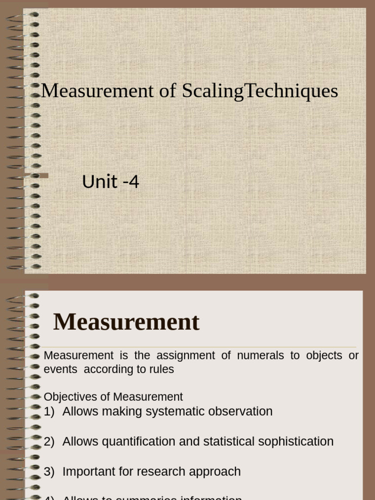 Marketing Research Unit-4 (Measurement of Scale) | PDF
