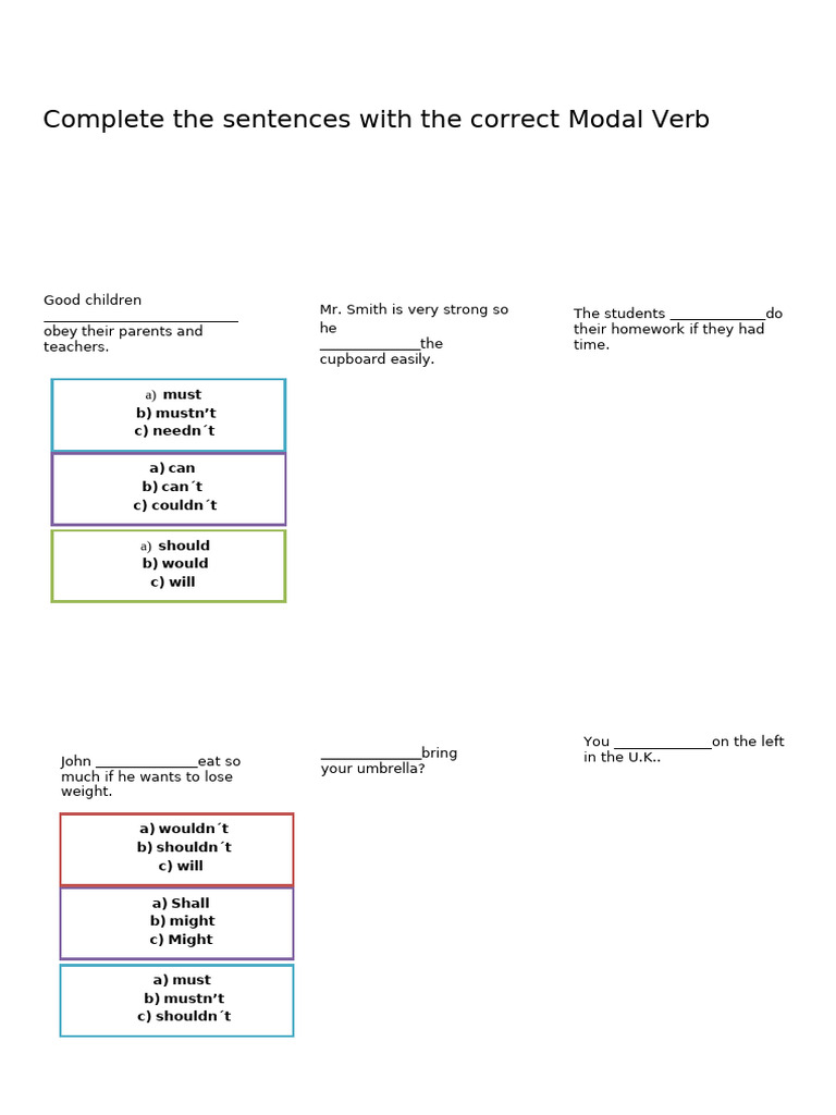 Modals Esl Lesson Plan Modal Verbs | PDF