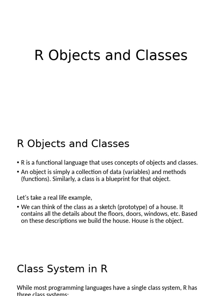 R Objects and Classes | PDF