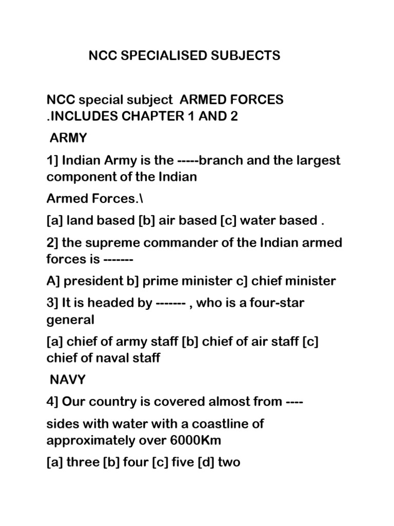 NCC Specialised Subjects Includes All Chapters From The Hand Book | PDF