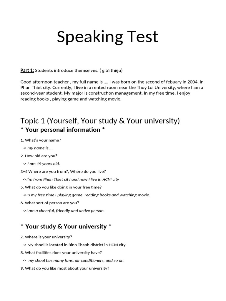 Speaking Test | PDF | Harry Potter | Contemporary Fantasy Novels