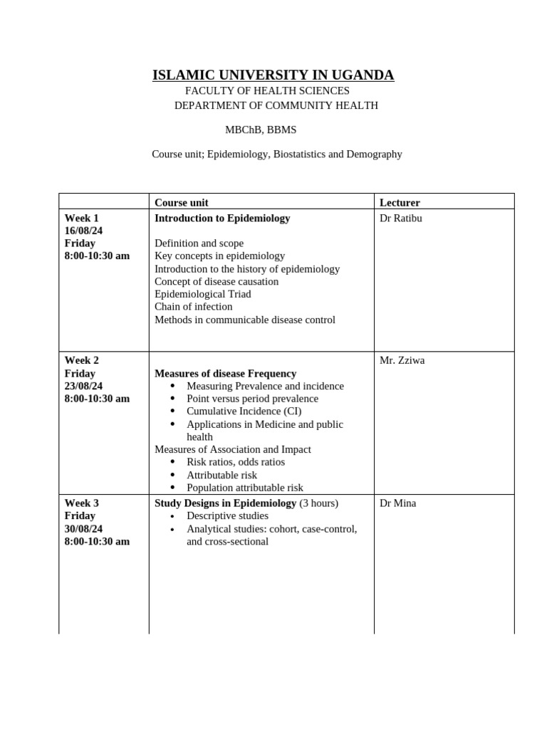 Epidemiology and Biostatistics Course Overview | PDF | Epidemiology | Self-Improvement