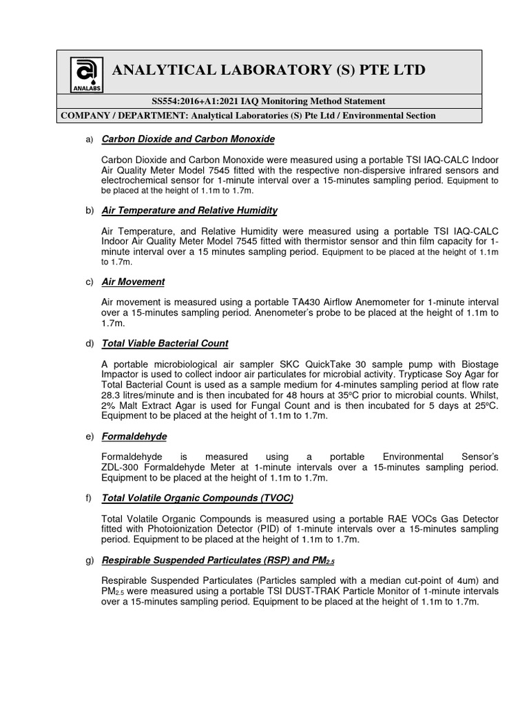 Method Statement for SS554 IAQ | PDF