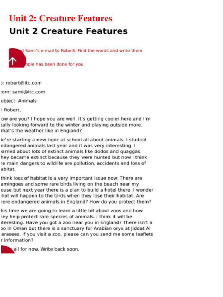 Unit2 Creature Feature, Skills Book | PDF