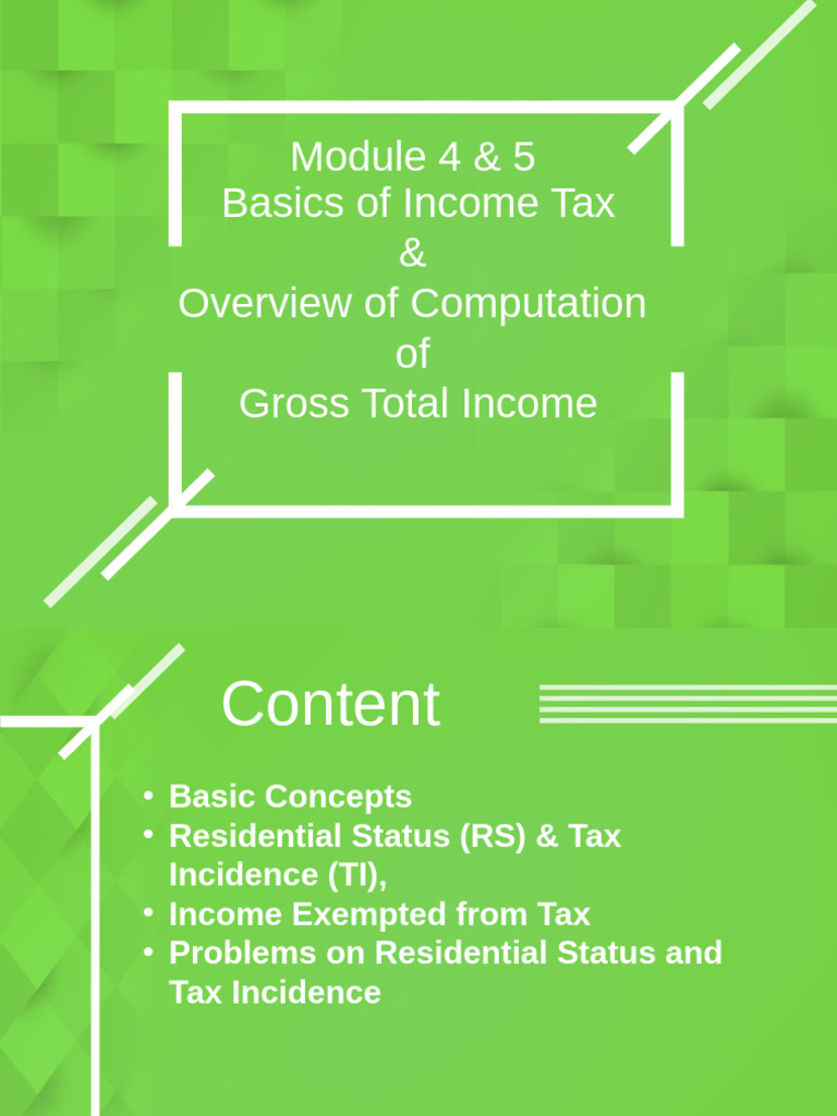 Module 4 & 5 Basic of Income Tax | PDF | Cost Of Living | Finance ...