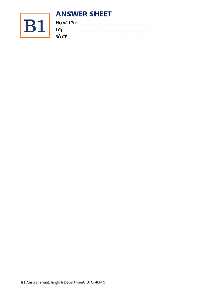 Answer Sheet B1 | PDF