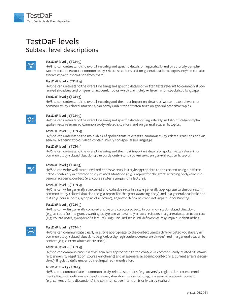 TestDaF_levels_englisch | PDF