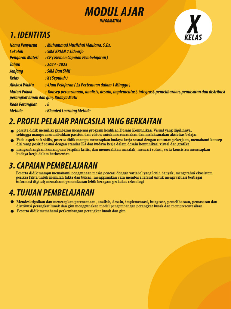 Modul Informatika Fase e Kelas X | PDF