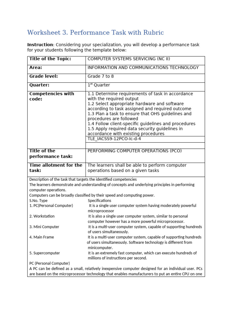 Performance Task | PDF