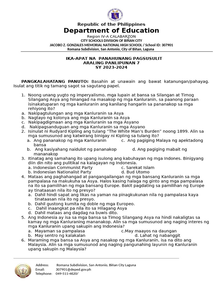 4th Quarter AP7 | PDF