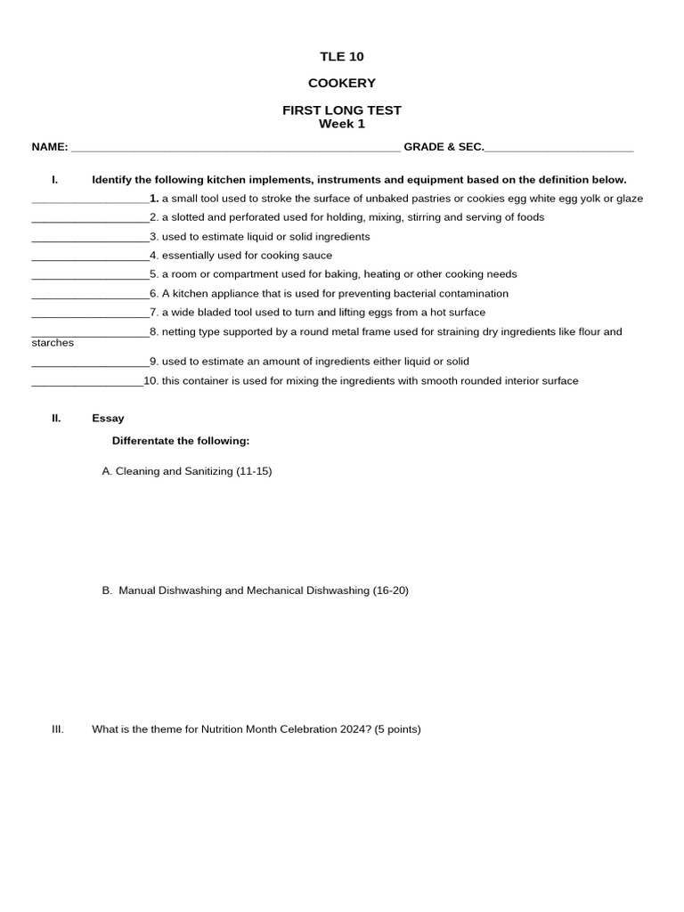 Long Test Week 1 | PDF