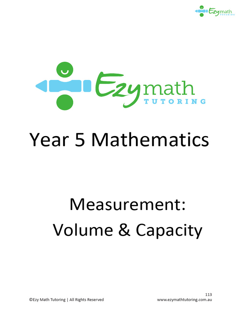 Year 5 Maths - Measurement + Volume - Capacity - Answers (Ch5) | PDF ...