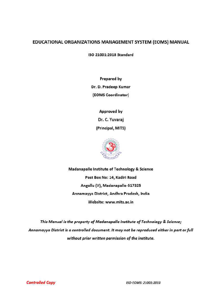 EOMS Manual Version 1 | PDF