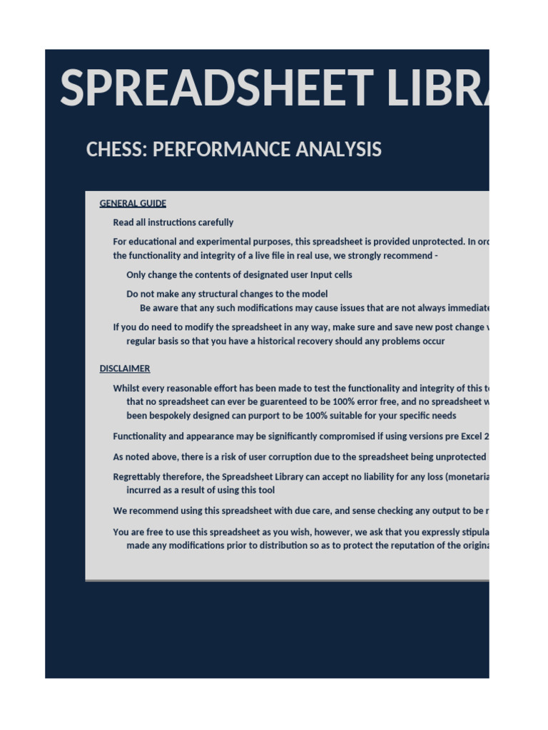 Chess Performance Analysis v0.04 | PDF | Spreadsheet | Microsoft Excel
