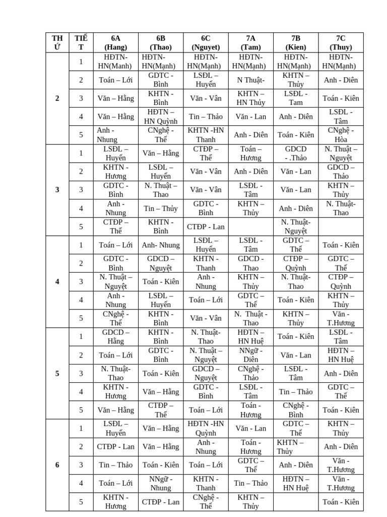 TKB HK 1 NAM 2024-2025 (Lần 1) | PDF
