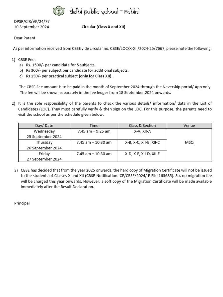 Circular Reg. LOC (X & XII) | PDF | Career & Growth | Finance & Money ...