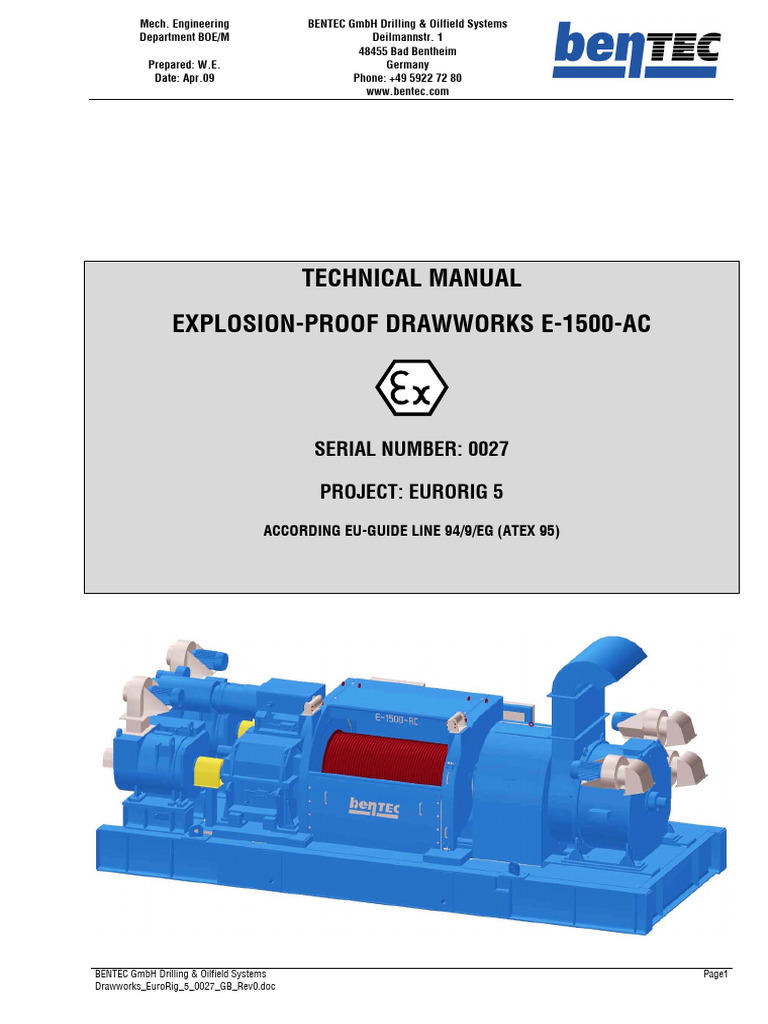 Technical Manual for E-1500-AC Drawworks | PDF | Manufactured Goods ...