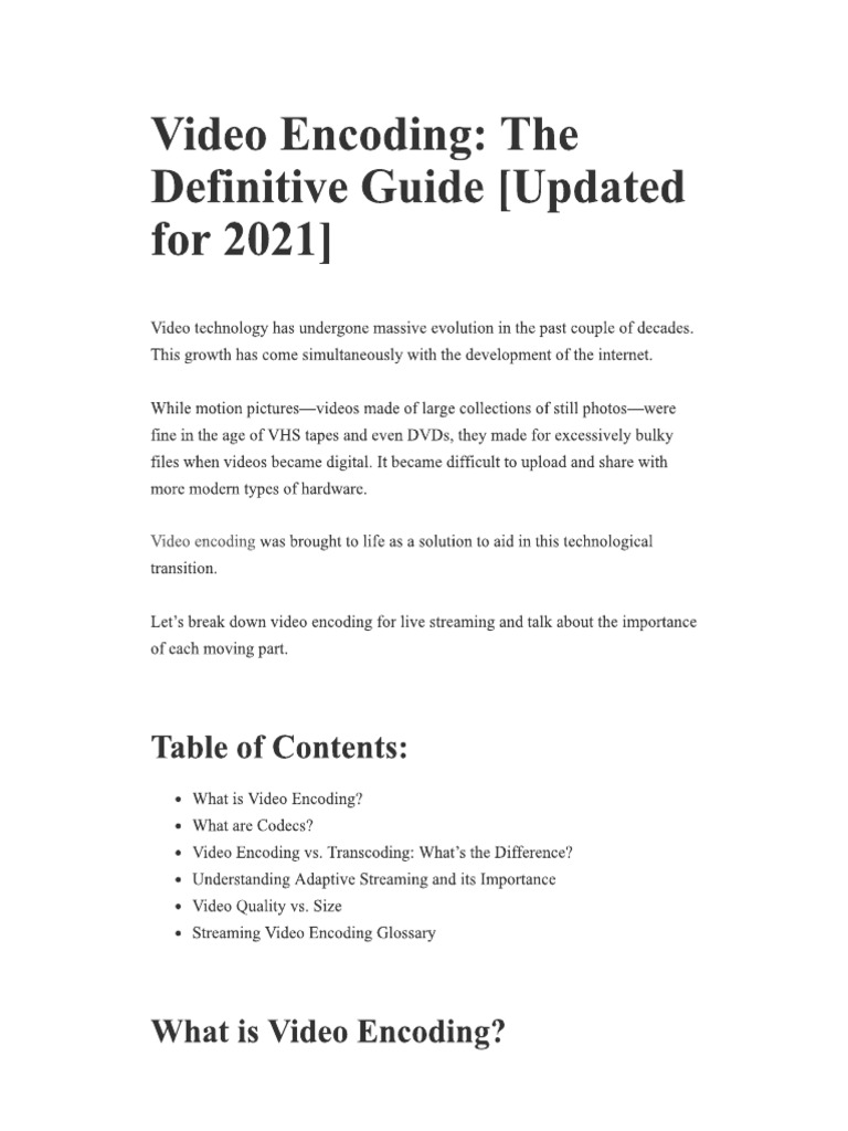 Video Encoding - The Definitive Guide (Updated For 2021) | PDF