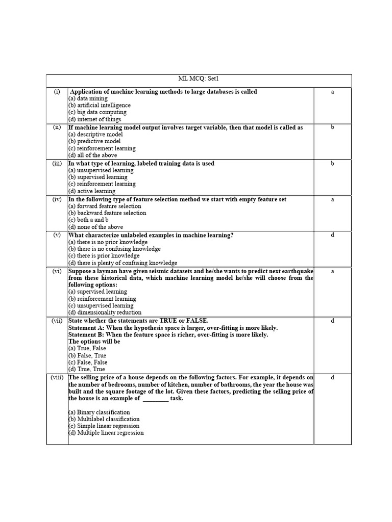 ML Sample Questions | PDF
