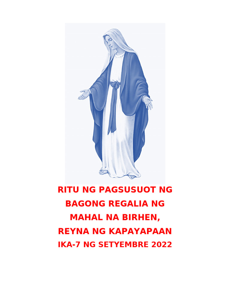 Ritu NG Pagsusuot NG Bagong Regalia NG Mahal Na Birhen Reyna NG ...